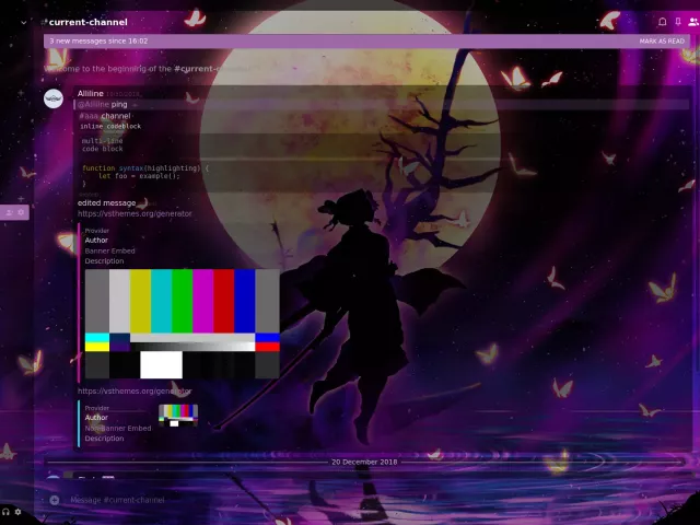 Theme midnight sunset for Discord download on VSThemes.org