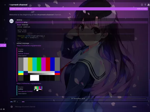 Theme Anime ()_() for Discord download on VSThemes.org