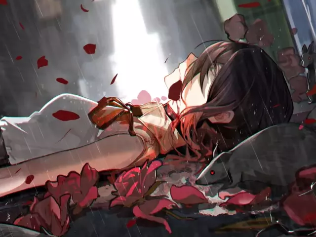 Live wallpaper Reze with flowers (Chainsaw Man) download on VSThemes.org