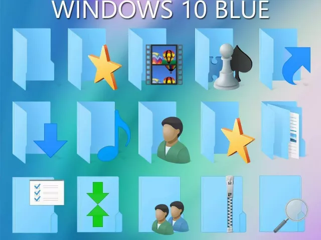 Icons Mac OS X Yosemite, blue folders for 7tsp download on VSThemes.org