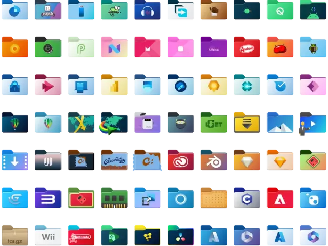 Icons Windows 11 home folders in the form of disks download on VSThemes.org