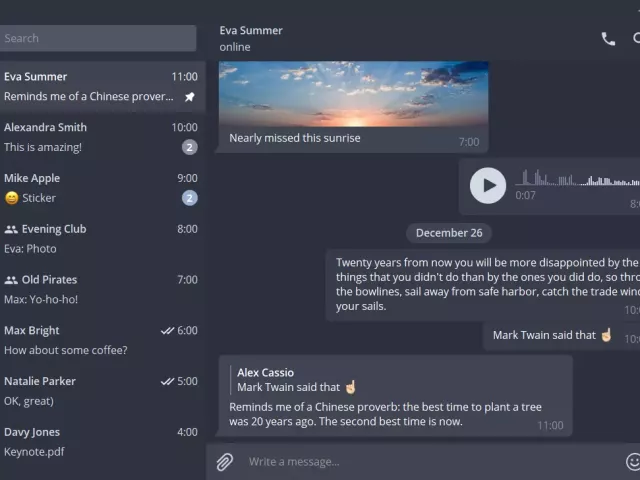 Theme Material dark for Telegram download on VSThemes.org