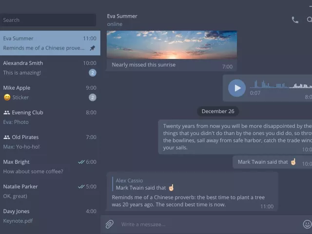 Theme Material dark for Telegram download on VSThemes.org