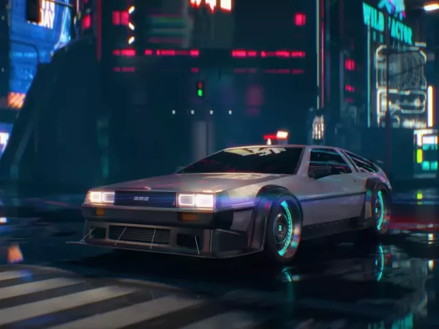 Live wallpaper Cyberpunk DeLorean Night City Drive HD version download ...
