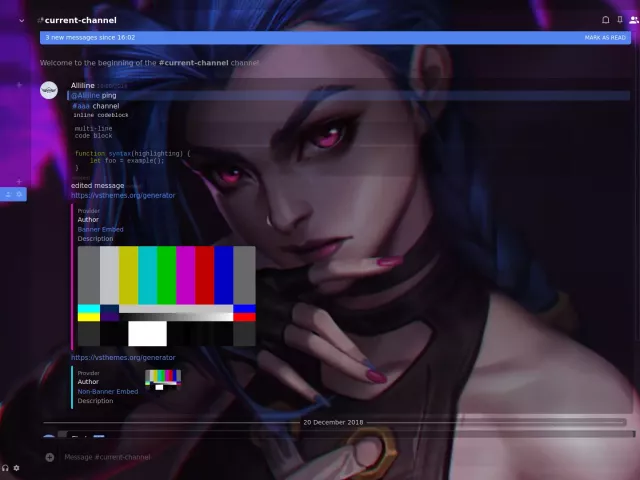 Theme Jinx Arcane v.3 for Discord download on VSThemes.org