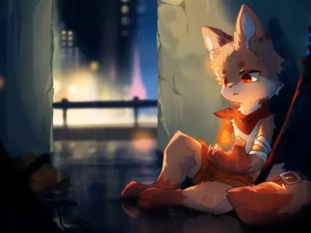 Live wallpaper White furry with red katana download on VSThemes.org