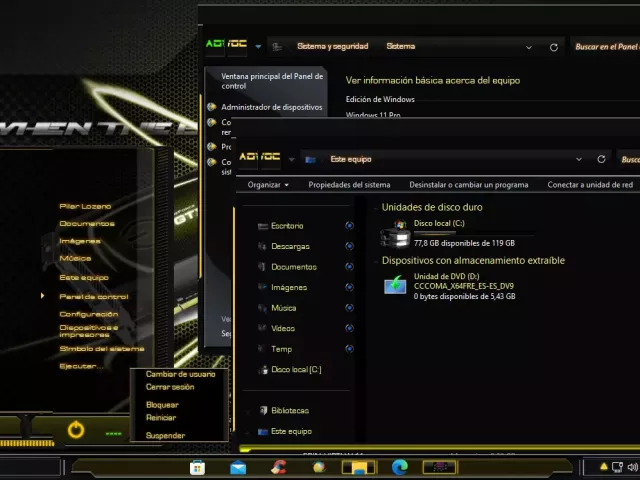 Theme Asus TUF, the golden version for Windows 11 download on VSThemes.org