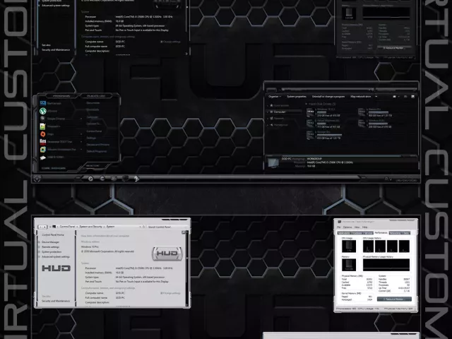 Тема HUD Machine, фиолетовая версия для Windows 10 скачать на VSThemes.org