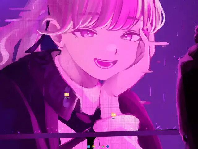 Live wallpaper Neon Mita, Blade Runner 2049 parody download on VSThemes.org